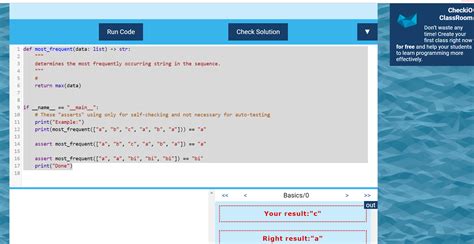 Solved Checkio Classroom Run Code Check Solution Dont Waste