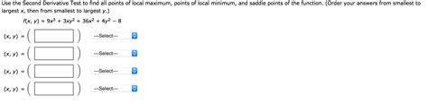 solved use the second derivative test to find all points of