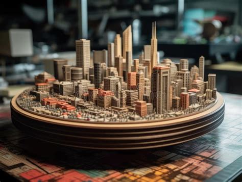 3d City Model With Tools On Table Stock Illustration Illustration Of Scale Fujifilm 285348107