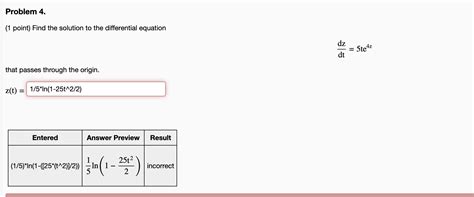 Solved Point Find The Solution To The Differential Chegg