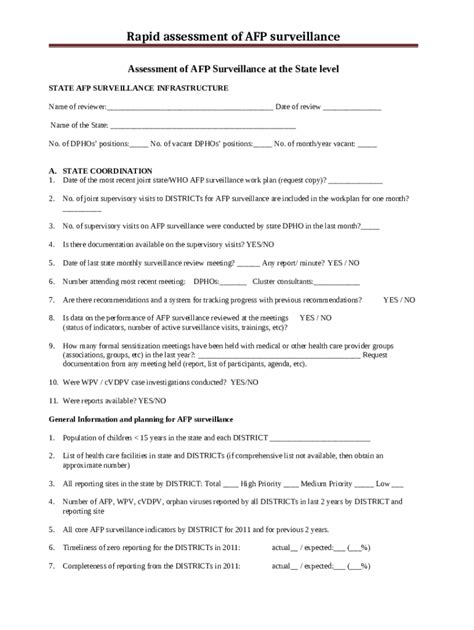 Afp Surveillance Assessment Doc Template PdfFiller