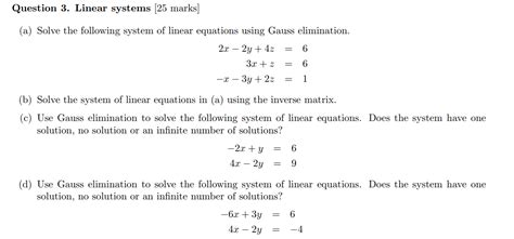 Solved Question Linear Systems Marks A Solve The Chegg