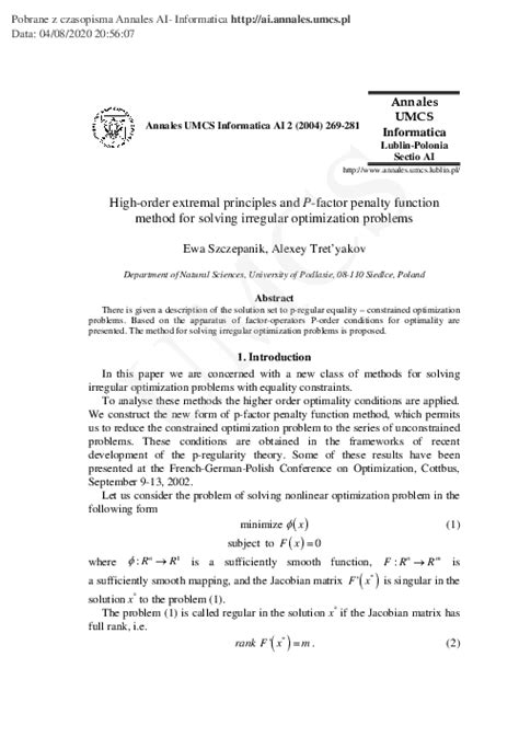 High Order Extremal Principles And P Factor Penalty Function Method For Solving Irregular