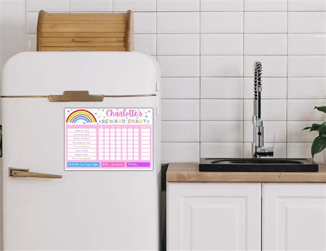 EDITABLE Rainbow Chore Chart Girls Reward Chart Sticker Etsy