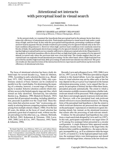 Pdf Attentional Set Interacts With Perceptual Load In Visual Search
