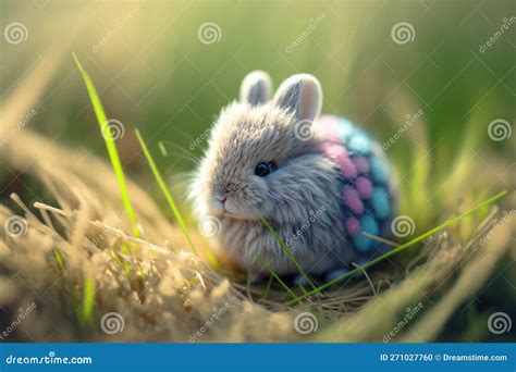 Smallest And Cutest Eastern Bunny In The World On A Forest Grass Patch