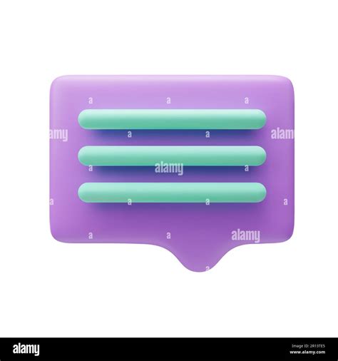 3d Message Isolated On White Background Stylized Plastic Chat With Text Volumetric Purple