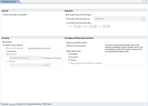 Security Tab Zend Guard 7