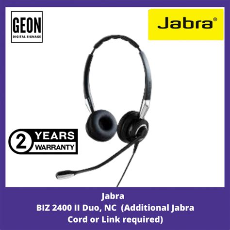 Jabra BIZ 2400 II Duo NC Additional Jabra Cord Or Link Required Geon Asia