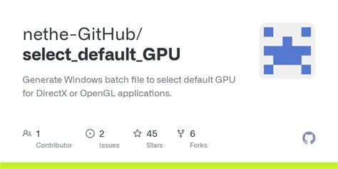 Github Nethe Githubselectdefaultgpu Generate Windows Batch File