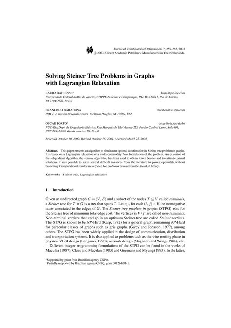 solving steiner tree problems in graphs with lagrangian relaxation