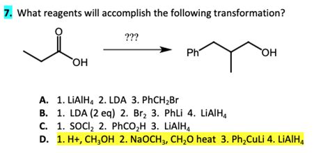 Solved PLEASE DRAW OUT THE MECHANISM FOR EACH ANSWER CHOICE Chegg Com