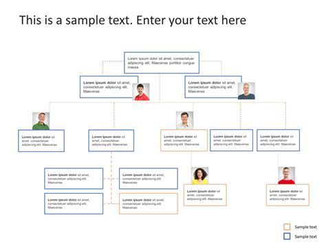 Blue And Orange Photo Based Organizational Chart Powerpoint Template