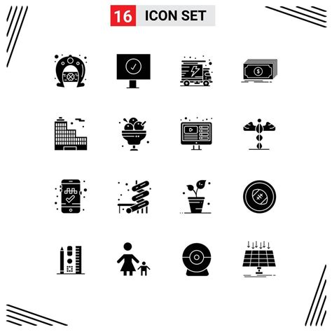 Stock Vector Icon Pack Of 16 Line Signs And Symbols For Office Building