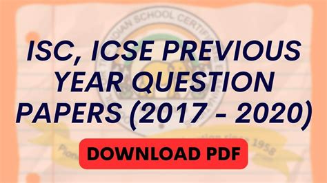 Isc Icse Previous Year Question Papers Download Pdf 2017 2018 2019
