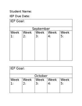 Editable Monthly IEP Data Tracking By TheBlankSpaceEducator TPT