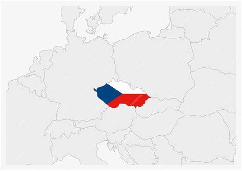 Premium Vector Czech Republic Map Highlighted In Czech Republic Flag