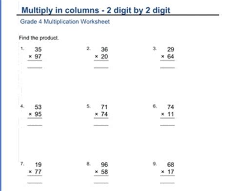 Multiplication In Columns Digit By Digit