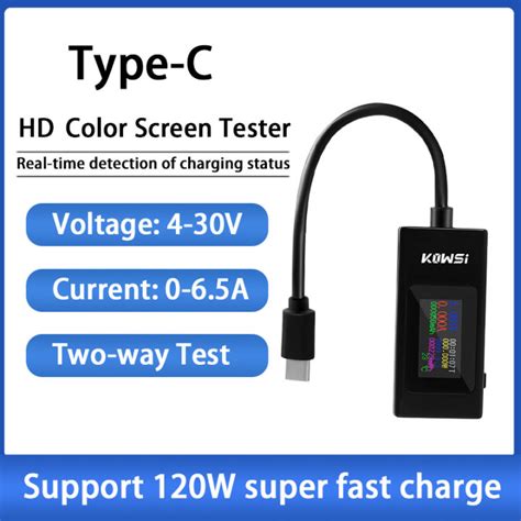 Usb Type C Current Voltage Tester Charging Speed Battery Capacity Monitor Lcd Color Screen