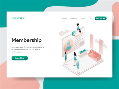 landing page template of membership illustration concept isometric design concept of web page