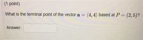 Solved Point What Is The Terminal Point Of The Vector A Chegg