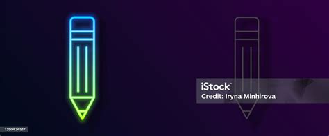 검은 색 배경에 고립 된 지우개 아이콘이있는 빛나는 네온 라인 연필 드로잉 및 교육 도구 학교 사무실 기호 벡터 공부에 대한 스톡 벡터 아트 및 기타 이미지 Istock