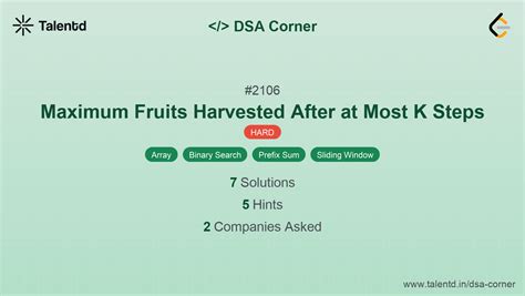 2106 Maximum Fruits Harvested After At Most K Steps Hard Dsa