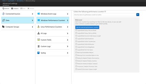 Adding Azure Log Analytics Performance Counters