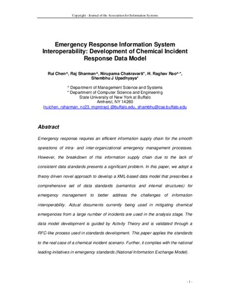 Pdf Emergency Response Information System Interoperability Development Of Chemical Incident