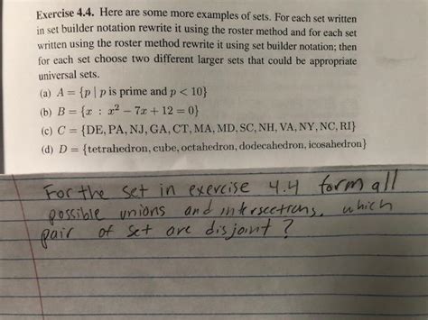 Solved Exercise 44 Here Are Some More Examples Of Sets