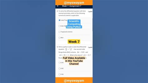 Week 7 Scientific Computing Using Python Nptel Assignment Solved