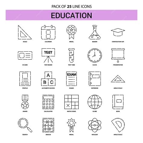 Premium Vector Education Line Icon Set 25 Dashed Outline Style