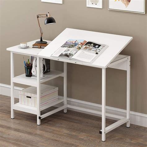 Computer Desk Drafting Table With Shelves White Furniture Computer Desk Computer Desks For