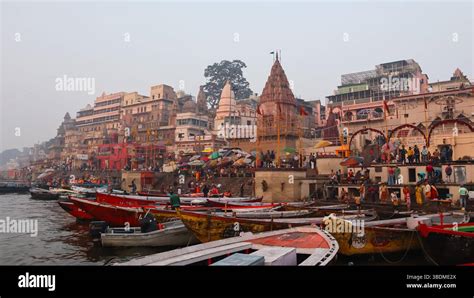 India Uttar Pradesh Varanasi Beautiful Panoramic View Of Varanasi