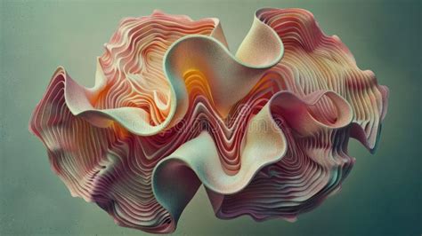 A Vibrant Abstract Sculpture With Flowing Layered Forms In Soft Colors Stock Illustration