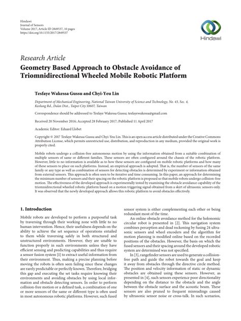 Pdf Geometry Based Approach To Obstacle Avoidance Of Triomnidirectional Wheeled Mobile Robotic
