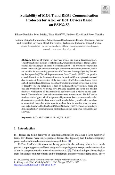 Pdf Suitability Of Mqtt And Rest Communication Protocols For Aiot Or Iiot Devices Based On