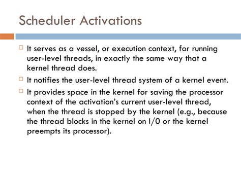 Scheduler Activations Effective Kernel Support For The User Level