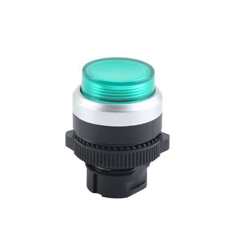 La115 5 Hd Momentary Illuminated Green Round Extended Flush Push Button Head With Green Light