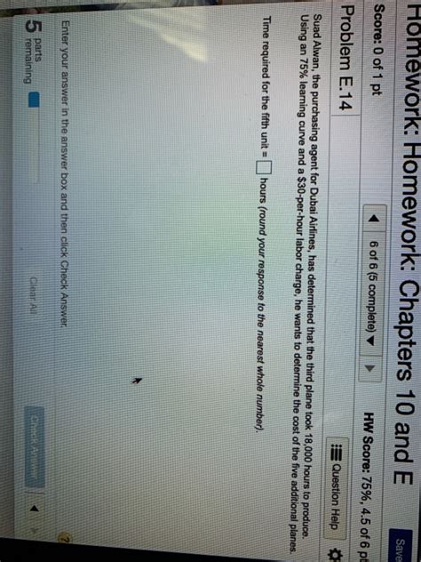 Solved Homework Homework Chapters 10 And E Save Score 0