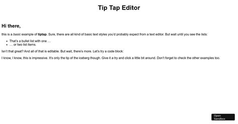 Richtext Tiptap Codesandbox