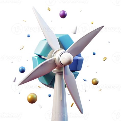 Vibrant Artistic Wind Turbine Rotating Cutout With White Blades High