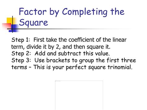 PPT Master Factoring Polynomials By Completing The Square Techniques PowerPoint Presentation