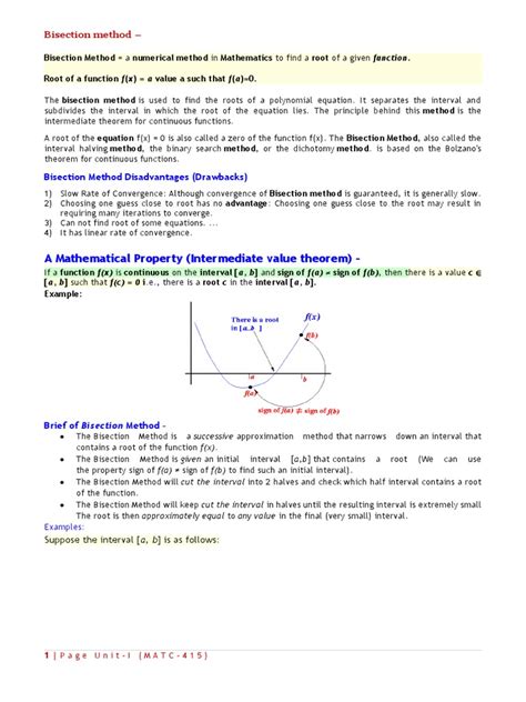 a mathematical property intermediate value theorem bisection
