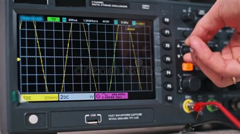 Adjusting Waveform On Digital Oscilloscope Stock Footage Video Of Troubleshooting Engineering