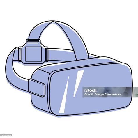 흰색 배경에 고립 된 가상 현실 안경 만화 스타일의 색상 벡터 일러스트레이션 3차원 형태에 대한 스톡 벡터 아트 및 기타 이미지 3차원 형태 Brand Name