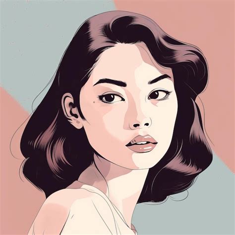 추상 여자 낙서 그래픽 초상화 디지털 일러스트 작품 배경 프리미엄 사진