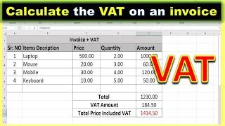 How To Calculate Vat In Excel Calculate Vat In Excel Value Added Tax Excel Formulas Ms Office