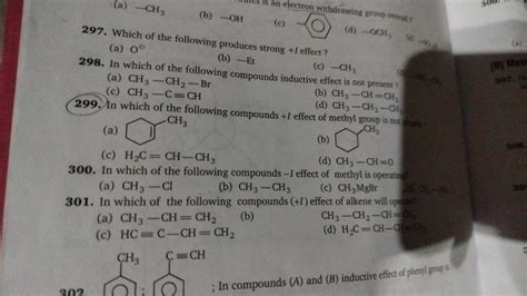 In Which Of The Following Compounds I Effect Of Methyl Group Is Not