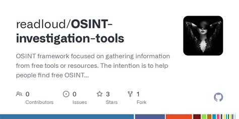 GitHub Readloud OSINT Investigation Tools OSINT Framework Focused On Gathering Information